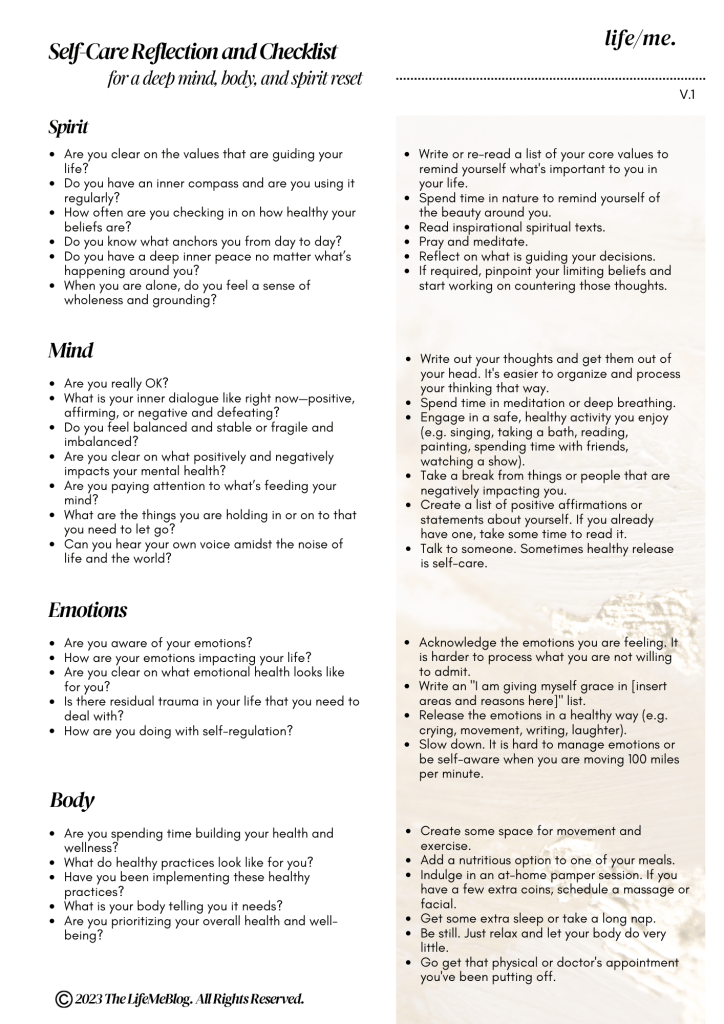 A Practical Self-Care Checklist to Help You Reset – life/me.